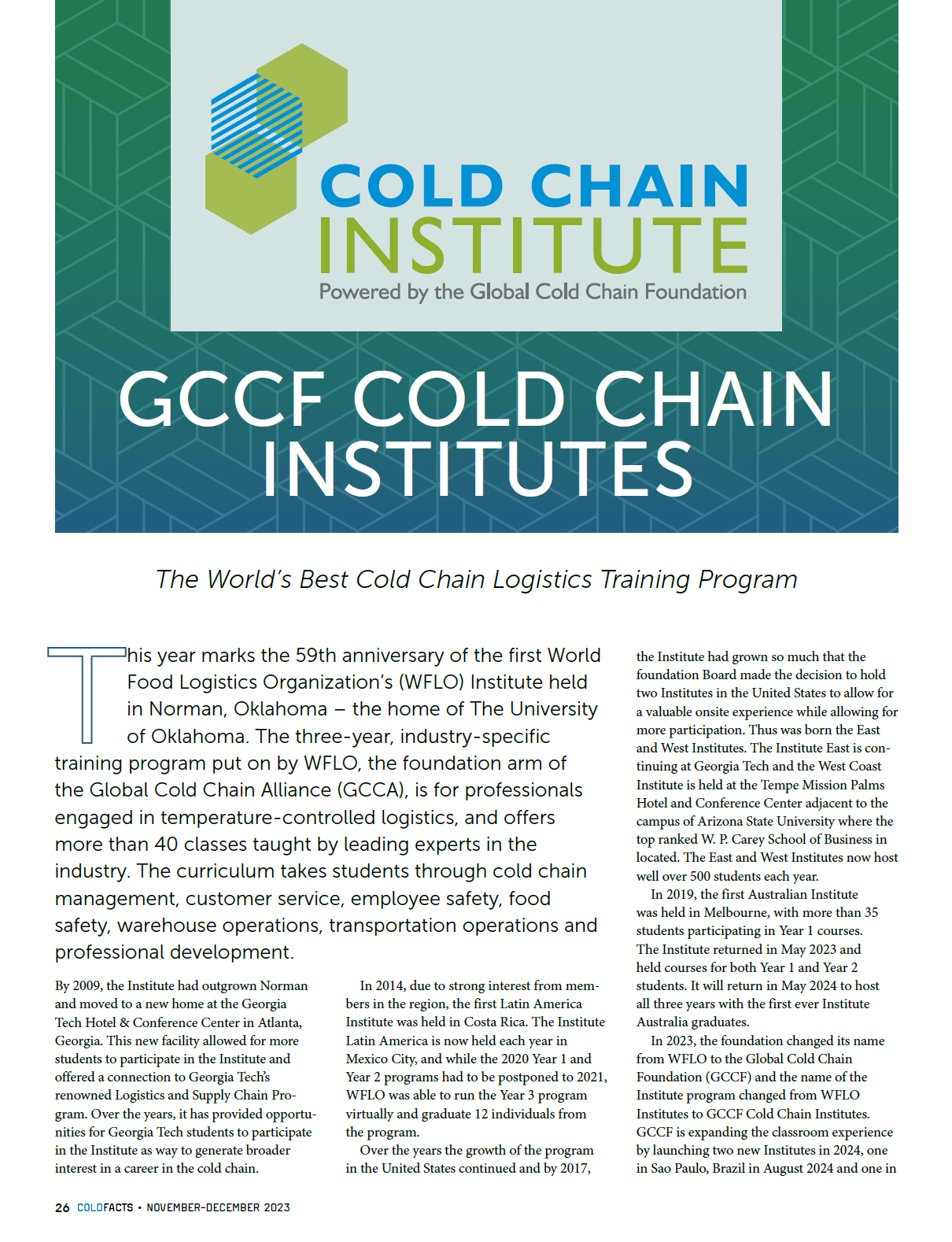 GCCF COLD CHAIN INSTITUTES - Global Cold Chain Alliance