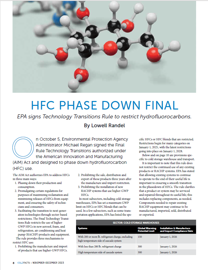 HFC PHASE DOWN FINAL – Global Cold Chain Alliance