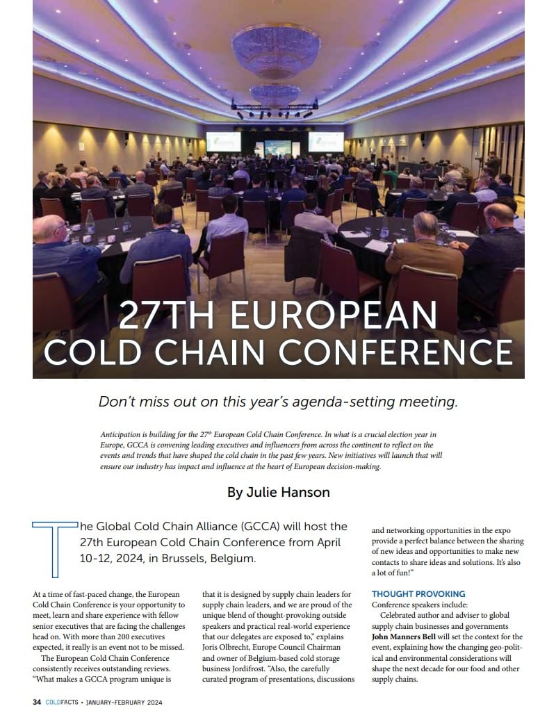 27TH EUROPEAN COLD CHAIN CONFERENCE – Global Cold Chain Alliance