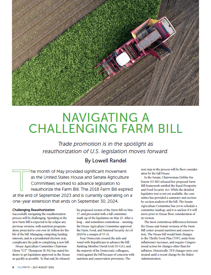NAVIGATING A CHALLENGING FARM BILL – Global Cold Chain Alliance